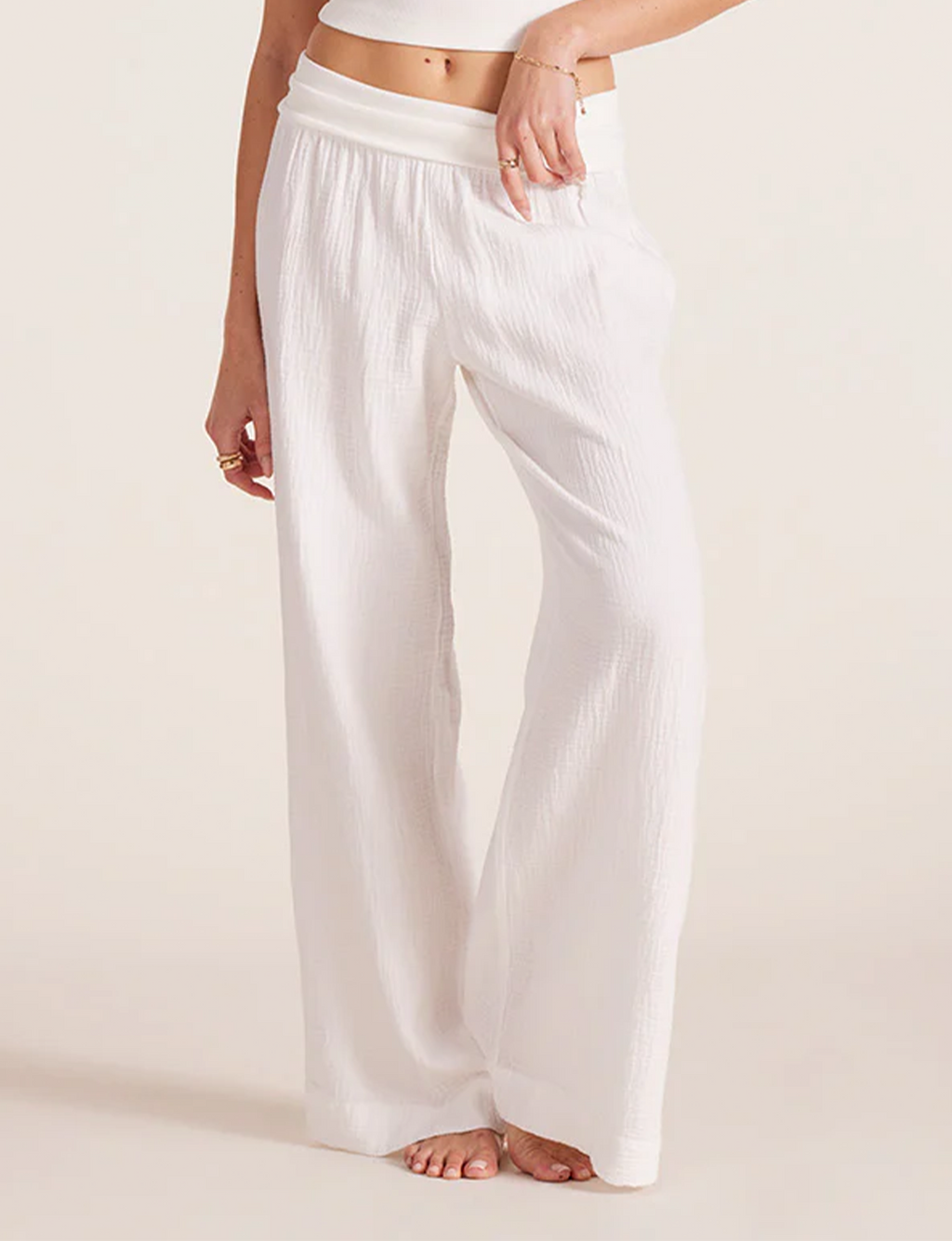 Fold Over Beach Pant, Cream – Punch Clothing