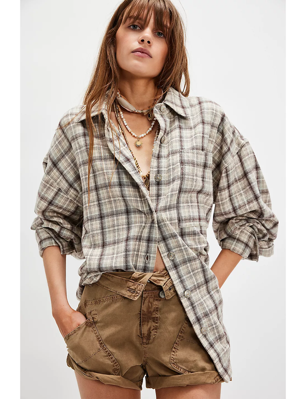 Ashley Plaid Shirt, Ivory Combo/Krista Shad – Punch Clothing